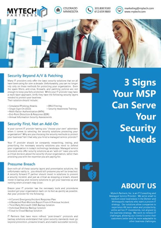 Mytech Partners | 3 Signs Your MSP Can Serve Your Security Needs